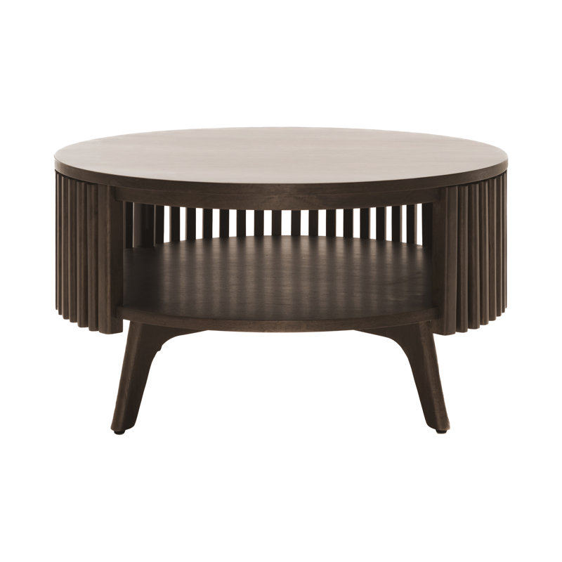 George Oliver Klever Mid Century Modern Coffee Table | Round Wooden Center Table with Storage ...
